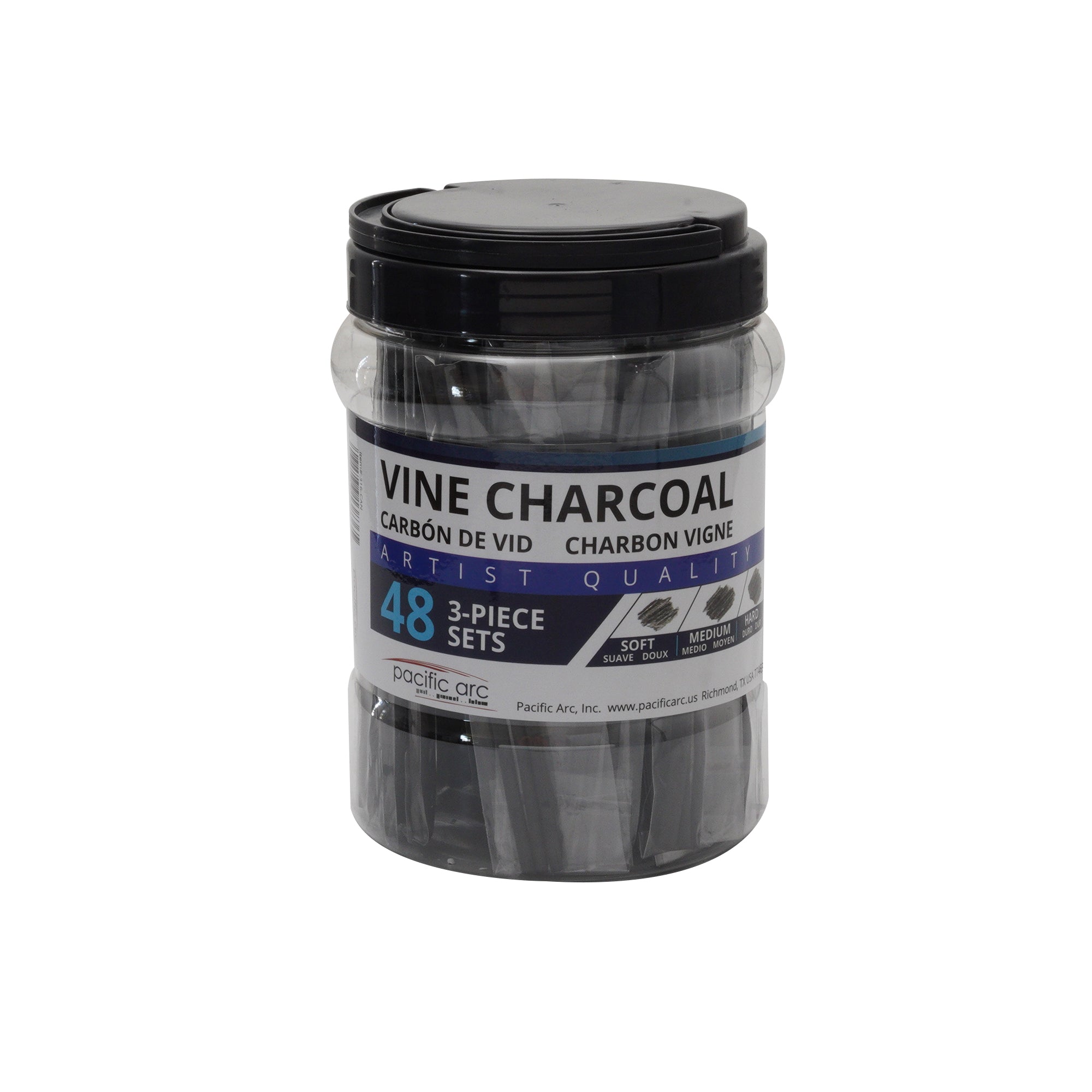 Pacific Arc Artist Vine Charcoal Display, P.O.P Display, Black 48 sets