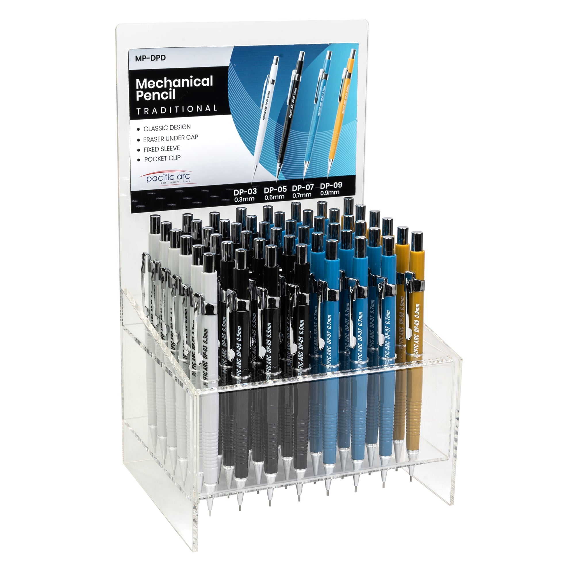 Pacific Arc, Traditional Fine Line Mechanical Pencil Display, Mechanic