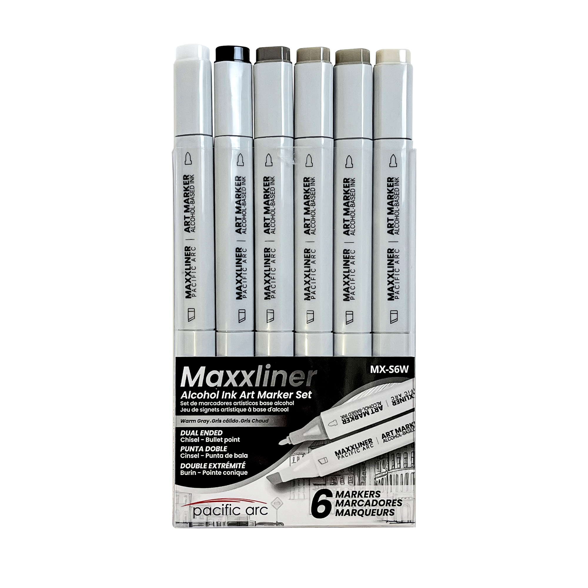 Pacific Arc - Maxxliner - Alcohol Based - Dual Tip Markers Set- For Ar
