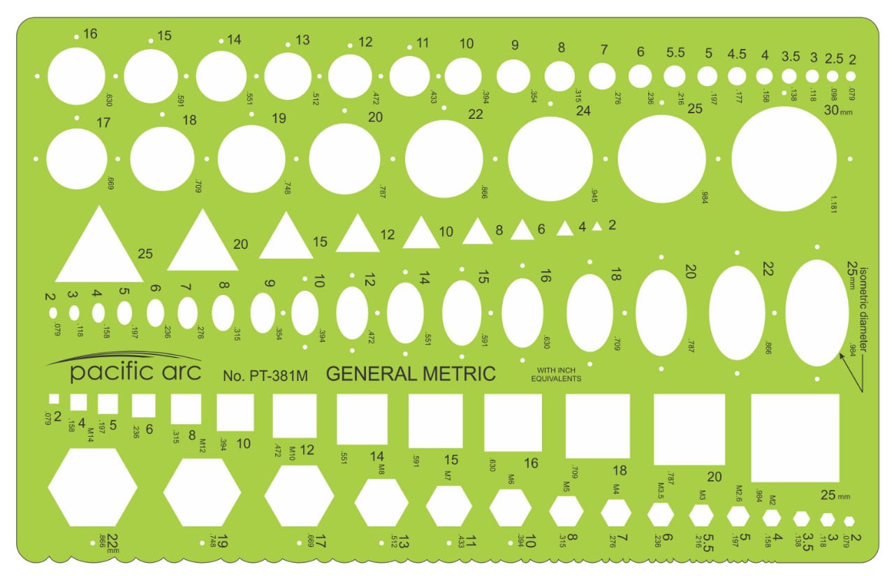 Pacific Arc - General Purpose Templates - Stencils for Drafting and Ci