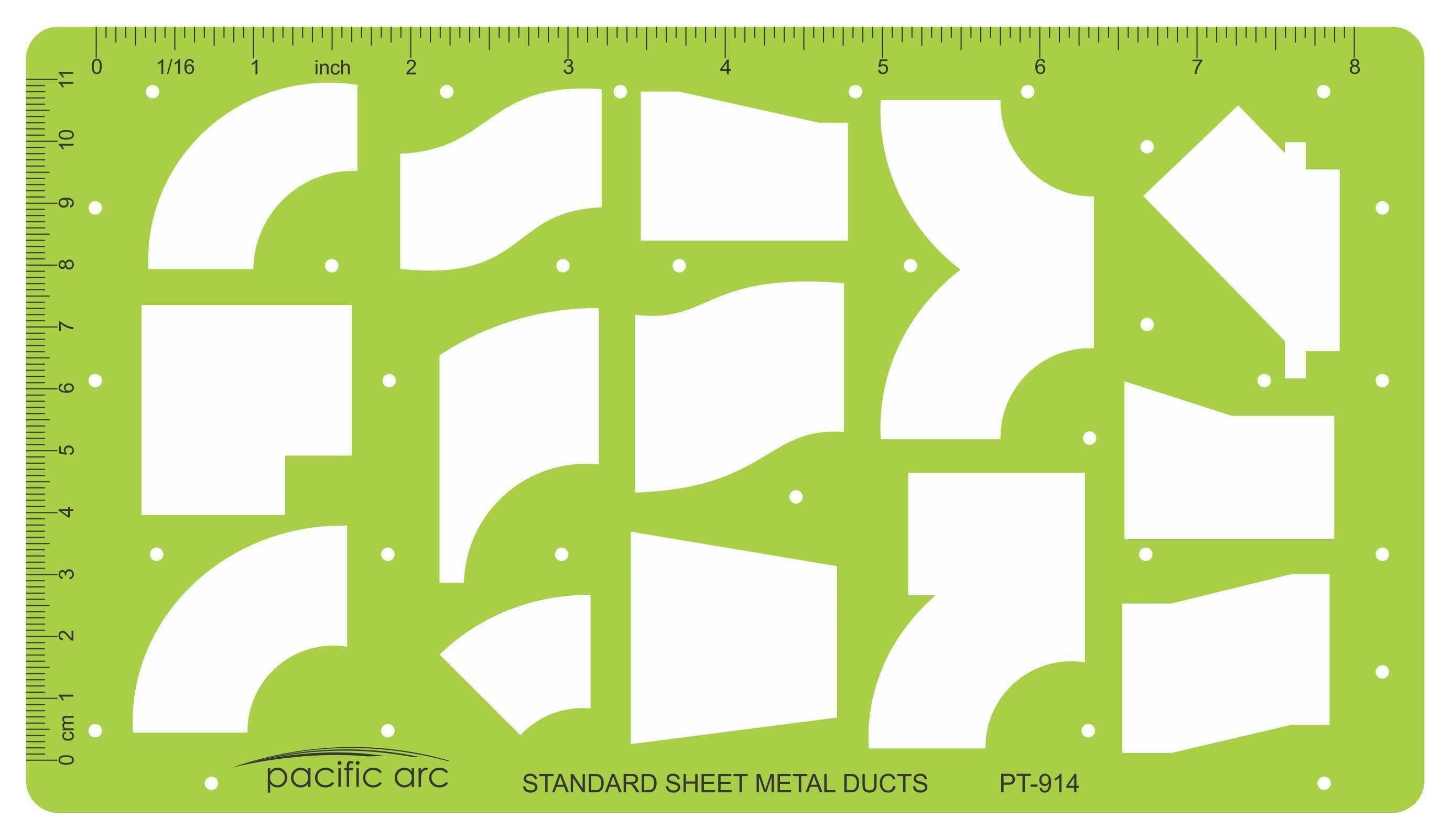 Pacific Arc - Sheet Metal Ducts Template - Drawing Aid Stencil for Pro