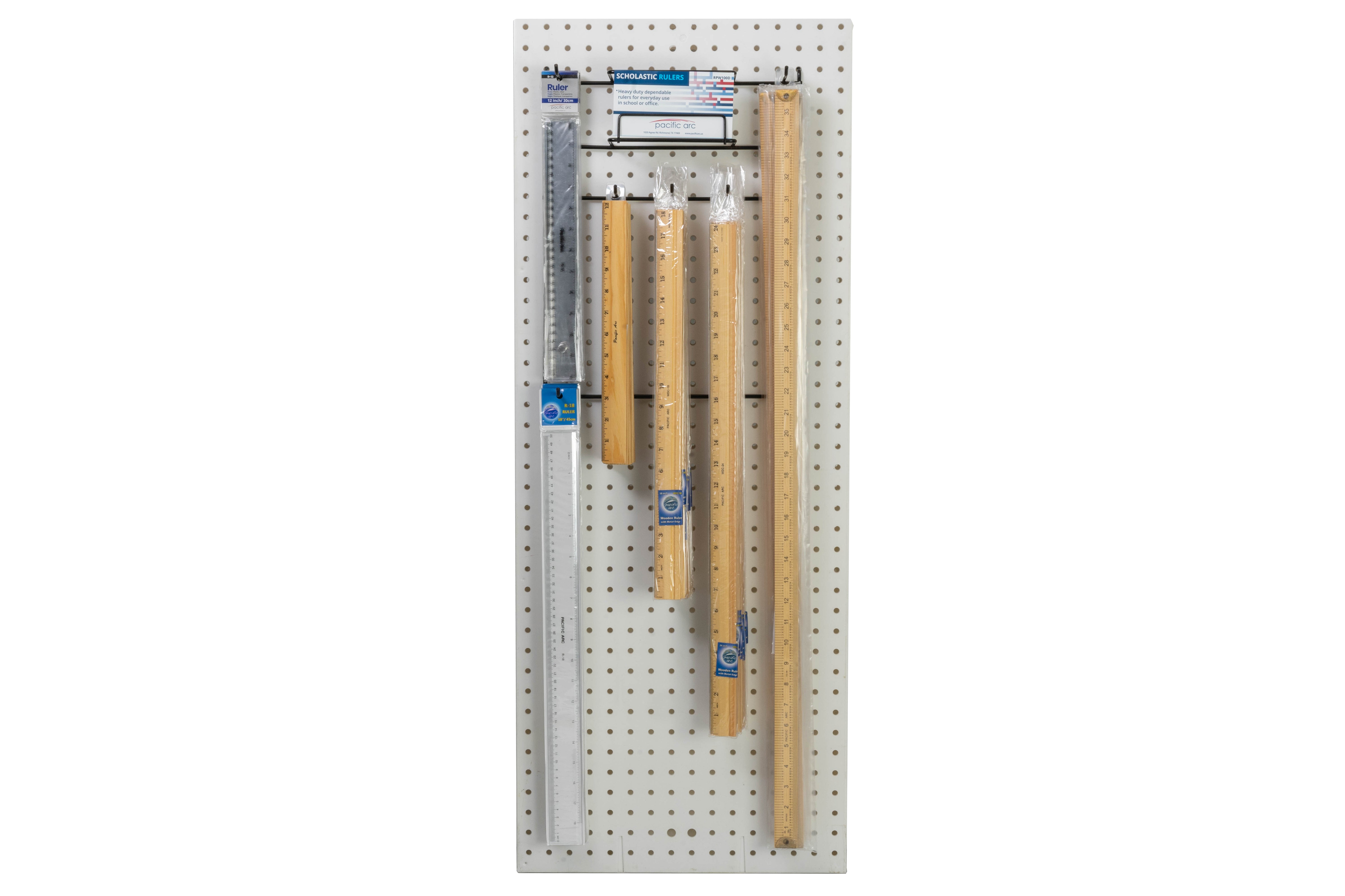 Pacific Arc Wood and Plastic Ruler Display, Graduations in Inches and