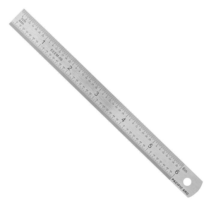 Pacific Arc Stainless Steel Ruler with Inch (8th, 16th, 32nd), Metric (mm)