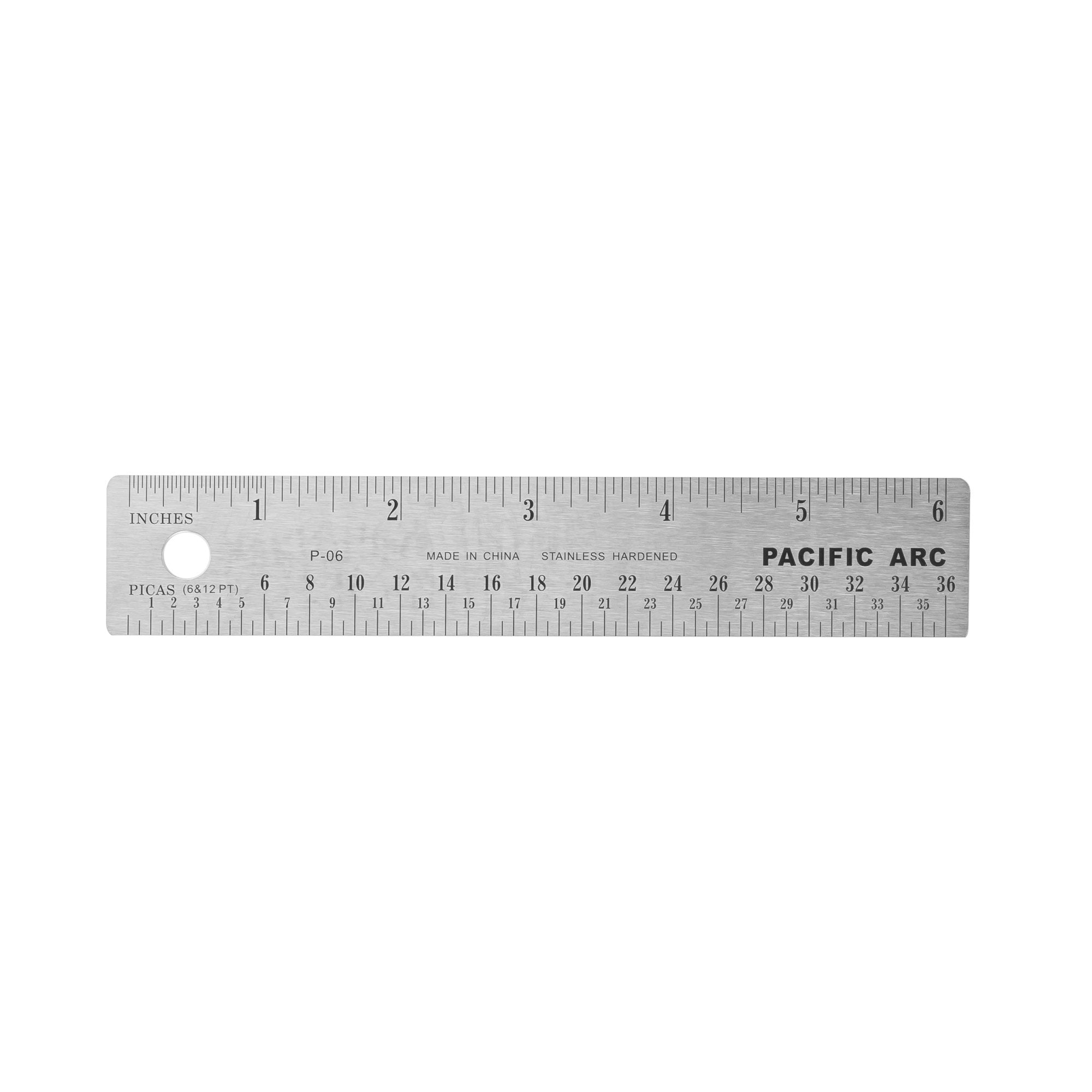 Pacific Arc Stainless Steel Ruler with Inch (32nd & 64th) and Pica, Non ...