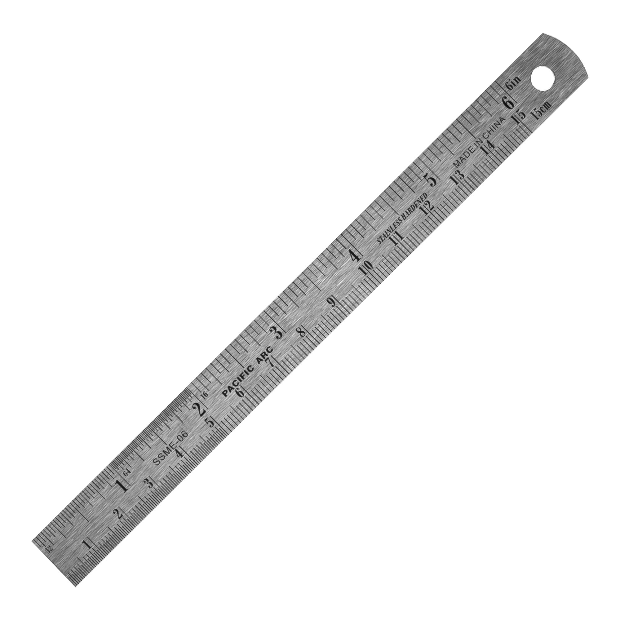 Pacific Arc Stainless Steel Ruler with Inch/Metric Conversion Table
